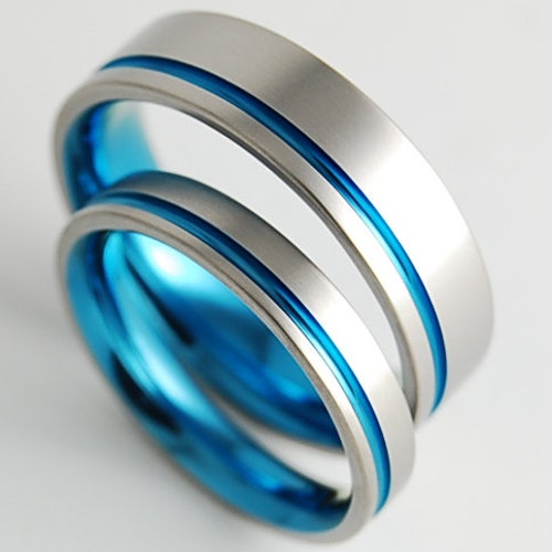 New Infinity His and Hers Tension Set Titanium Wedding Rings: - Etsy
