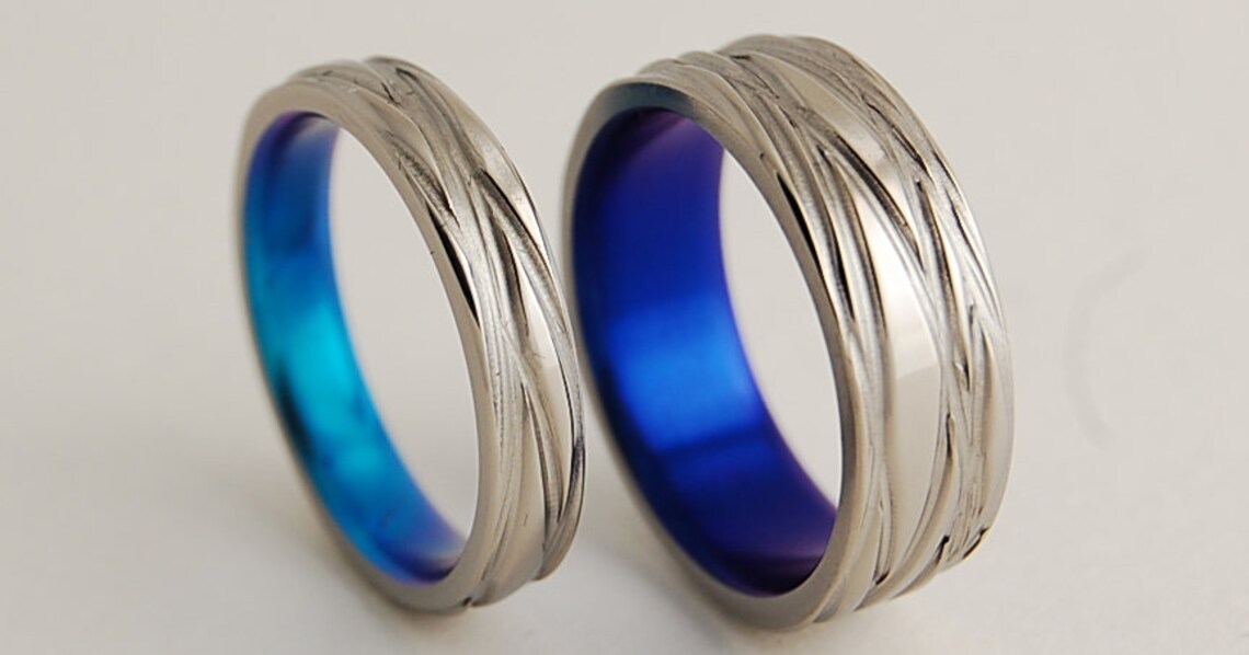 Titanium Ring Set Wedding Band Set Wedding Ring Set His and | Etsy