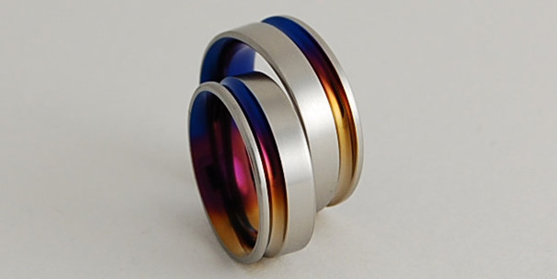 Titanium Ring Set Wedding Band Set Wedding Ring Set His and - Etsy