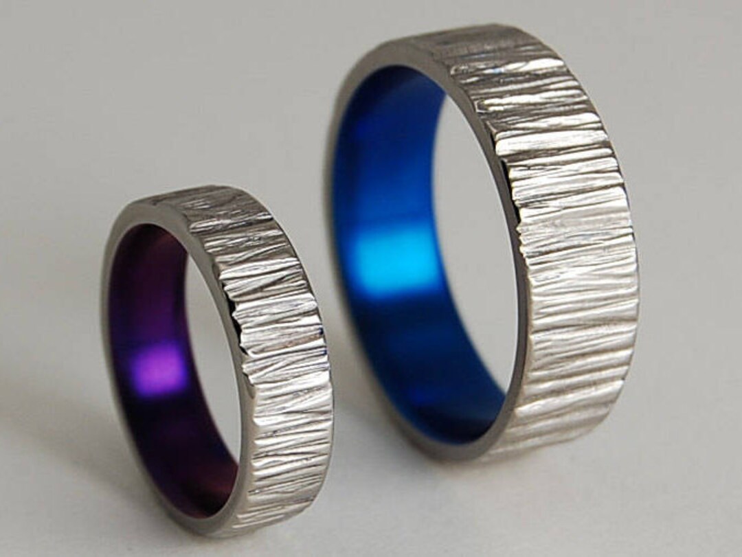 Titanium Ring Set, Wedding Band Set, Wedding Ring Set, His and Hers ...
