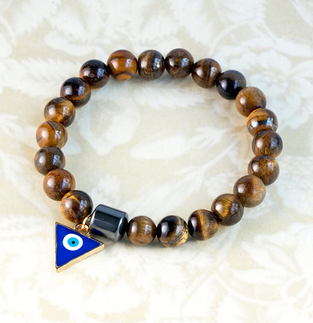 Evil Eye Bracelet Tiger Eye Protection Healing Stones - Etsy