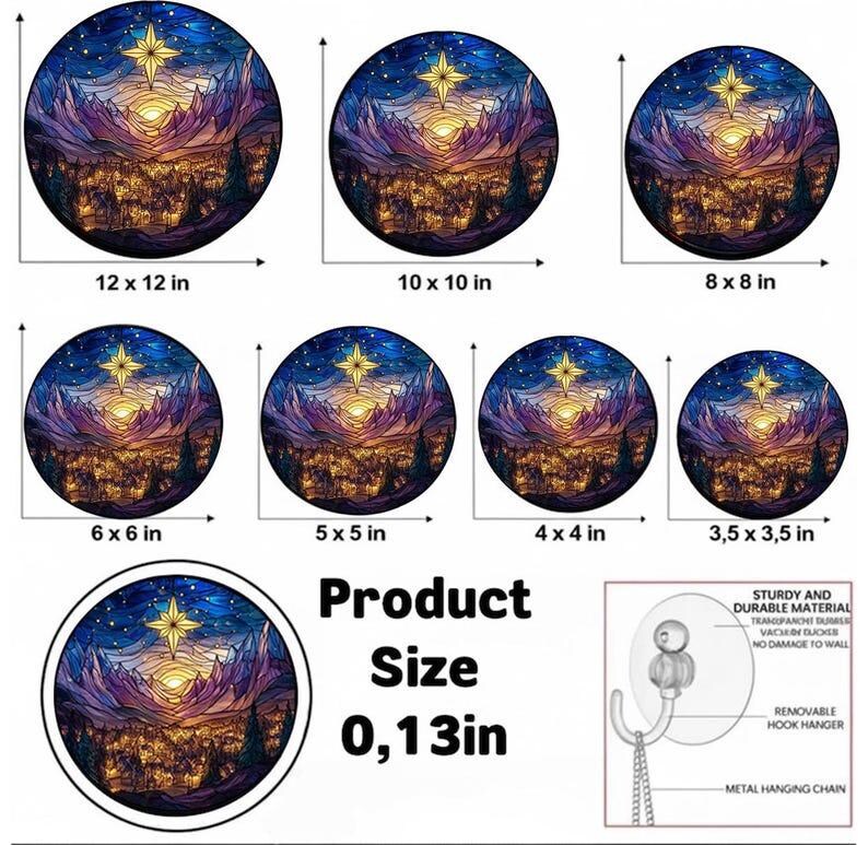 Northern Lights Aurora Stained Glass, Forest Aurora Glass Window ...