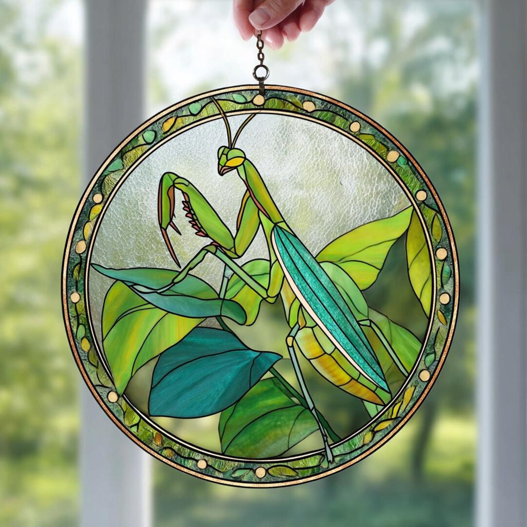 Praying Mantis Stained Glass Suncatcher, Nature- Inspired Art ...