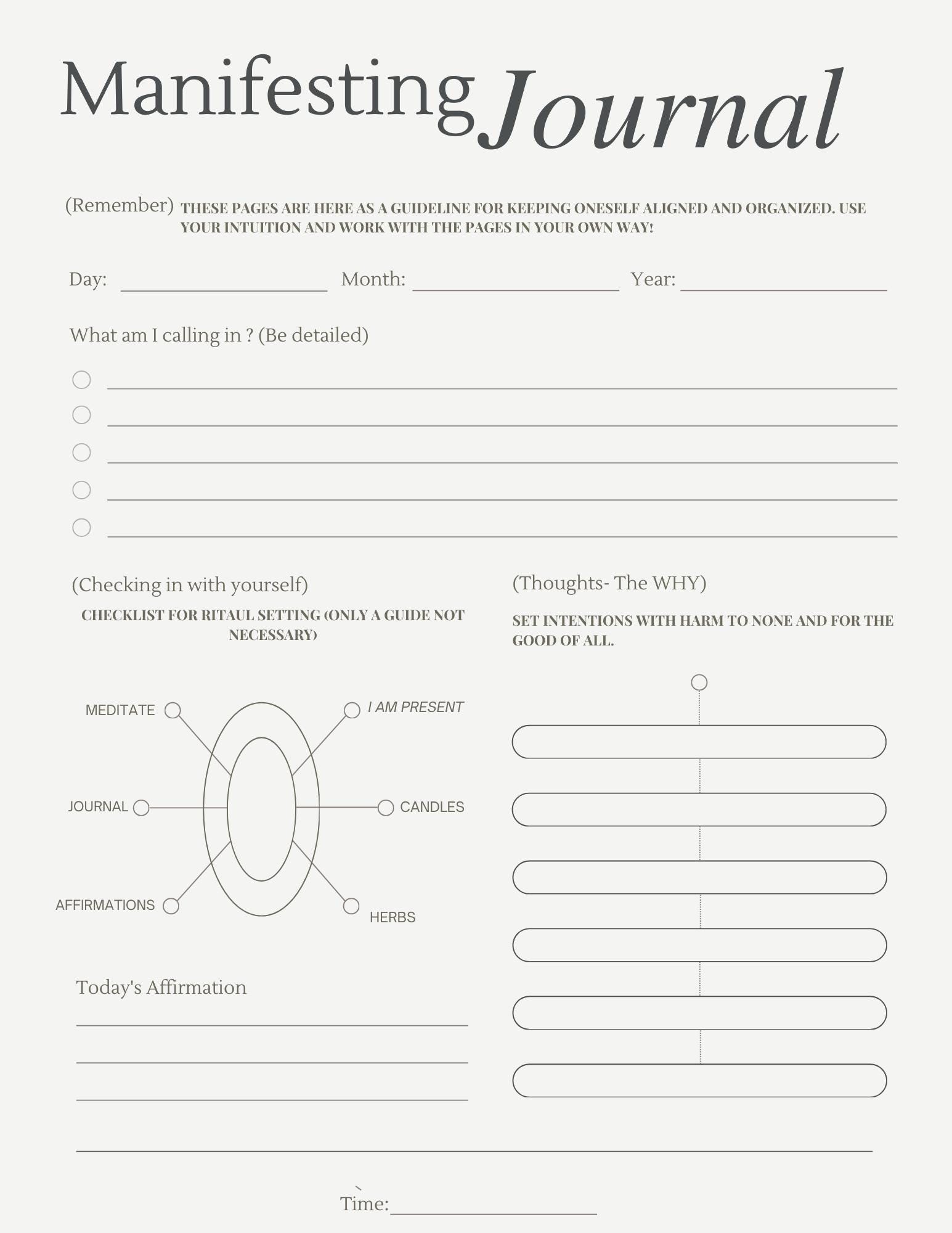 Manifestation Ritual Journal (printable PDF) - Etsy