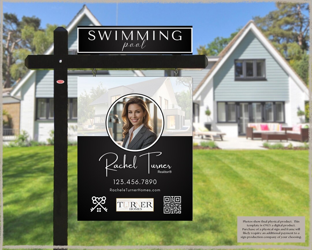 Realtor Listing Signs & Riders Template - Black White - Canva Template ...
