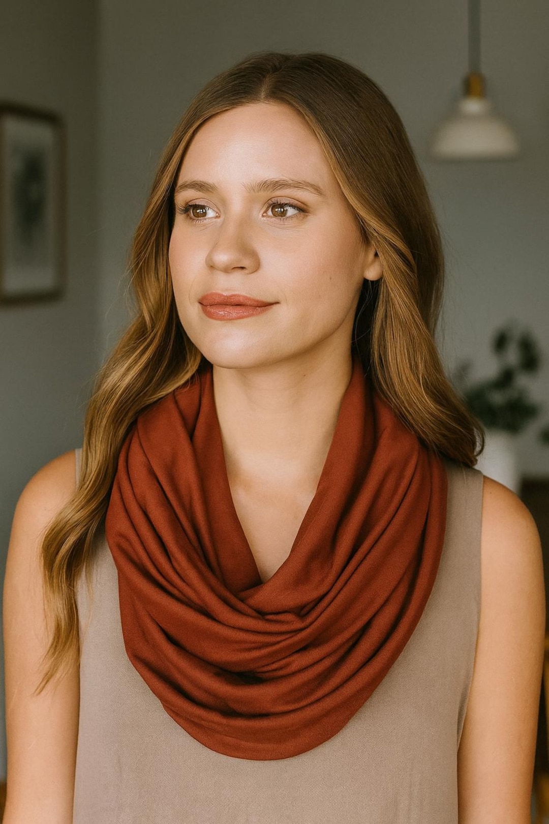 Organic Tencel Modal Infinity Loop Scarf, Lightweight Soft Double Loop ...
