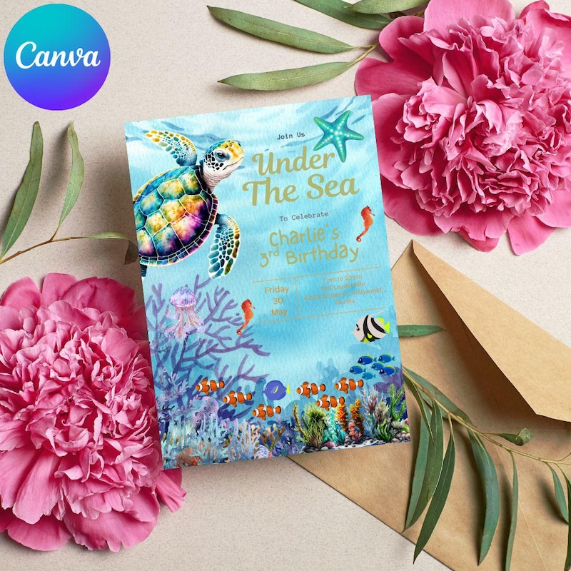 Coral Reef Invite - Etsy