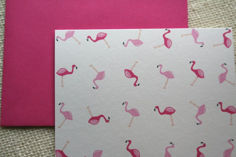Illustrated Hot Pink Flamingo Stationery Set Pink Flamingo - Etsy