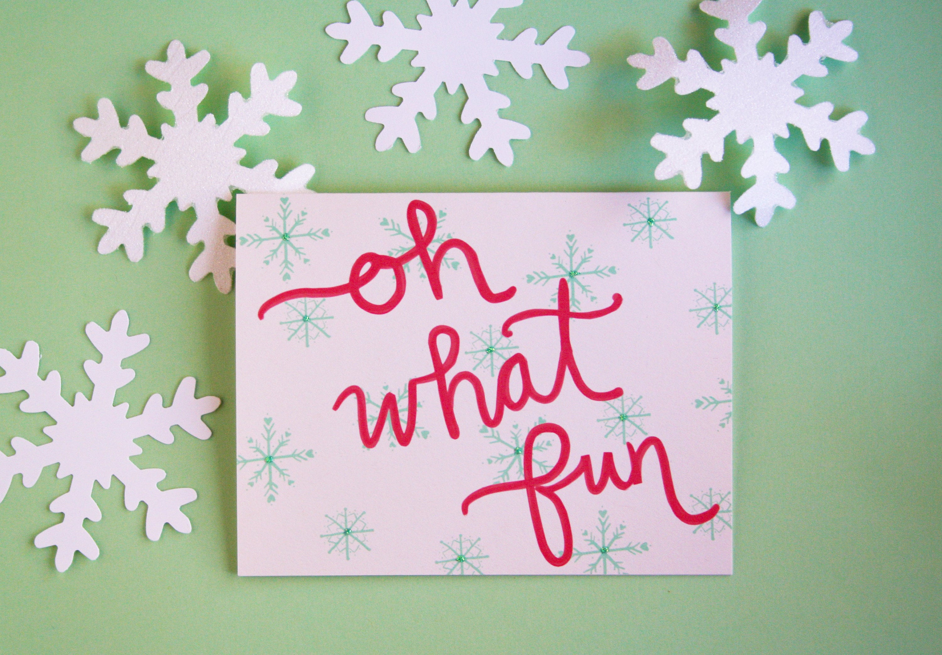 Snowflake “oh What Fun” Christmas Card | Holiday Greeting Card, Blank ...