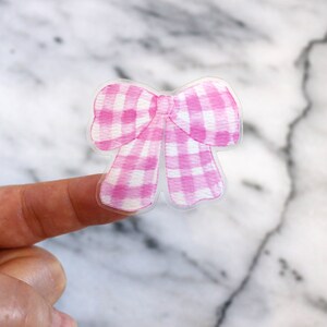 Pink Gingham Bow Vinyl Sticker | Watercolor Coquette Inspired Clear ...