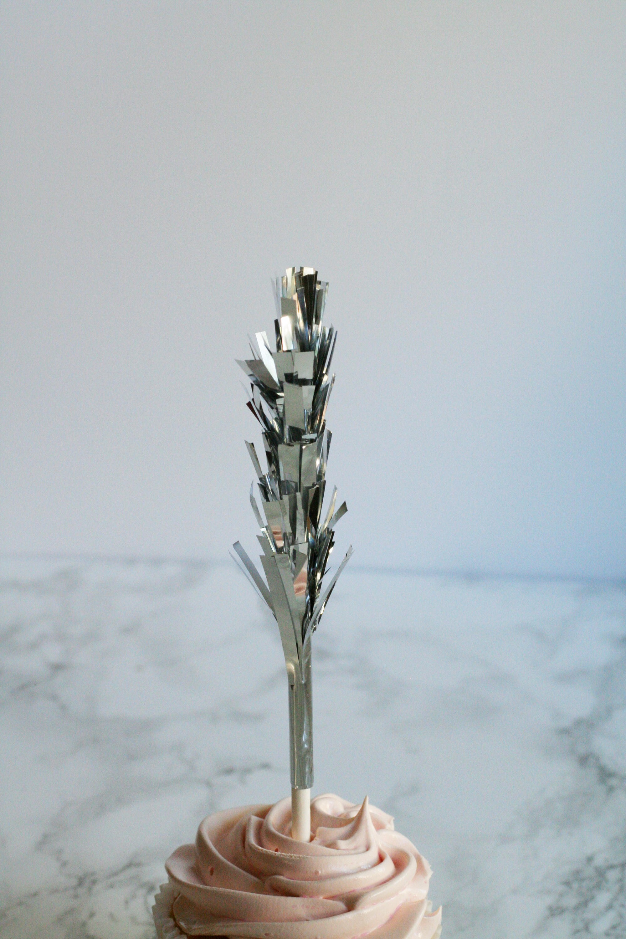Silver Metallic Foil Fringe Cupcake or Cake Toppers | Party Decoration ...