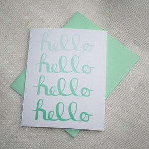 Mint Green Ombré “hello” Folded Card | Calligraphy, Blank Greeting Card ...