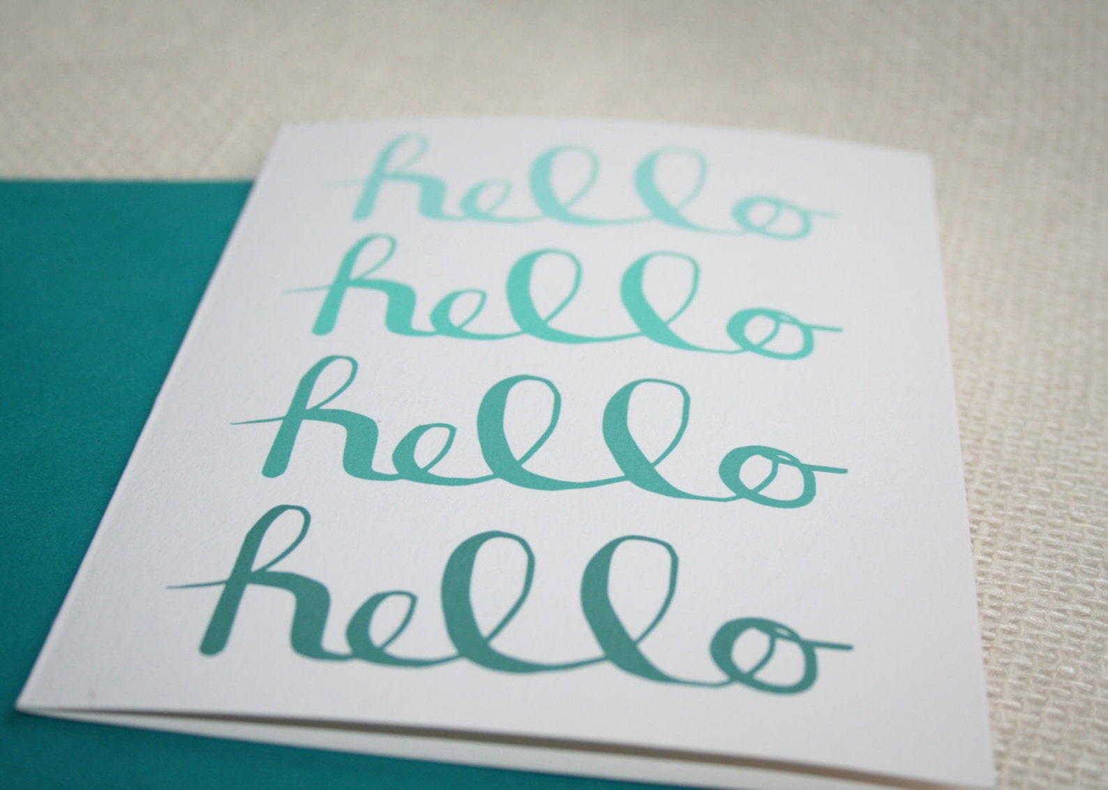 Teal Ombré “hello” Folded Card | Calligraphy, Blank Greeting Card ...