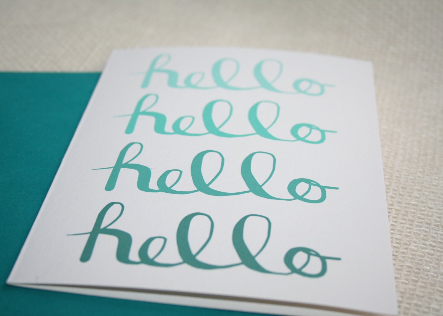 Teal Ombré “hello” Folded Card | Calligraphy, Blank Greeting Card ...