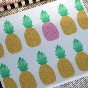 Illustrated Pink and Yellow Pineapple Stationery Set - Set of 8 Folded ...