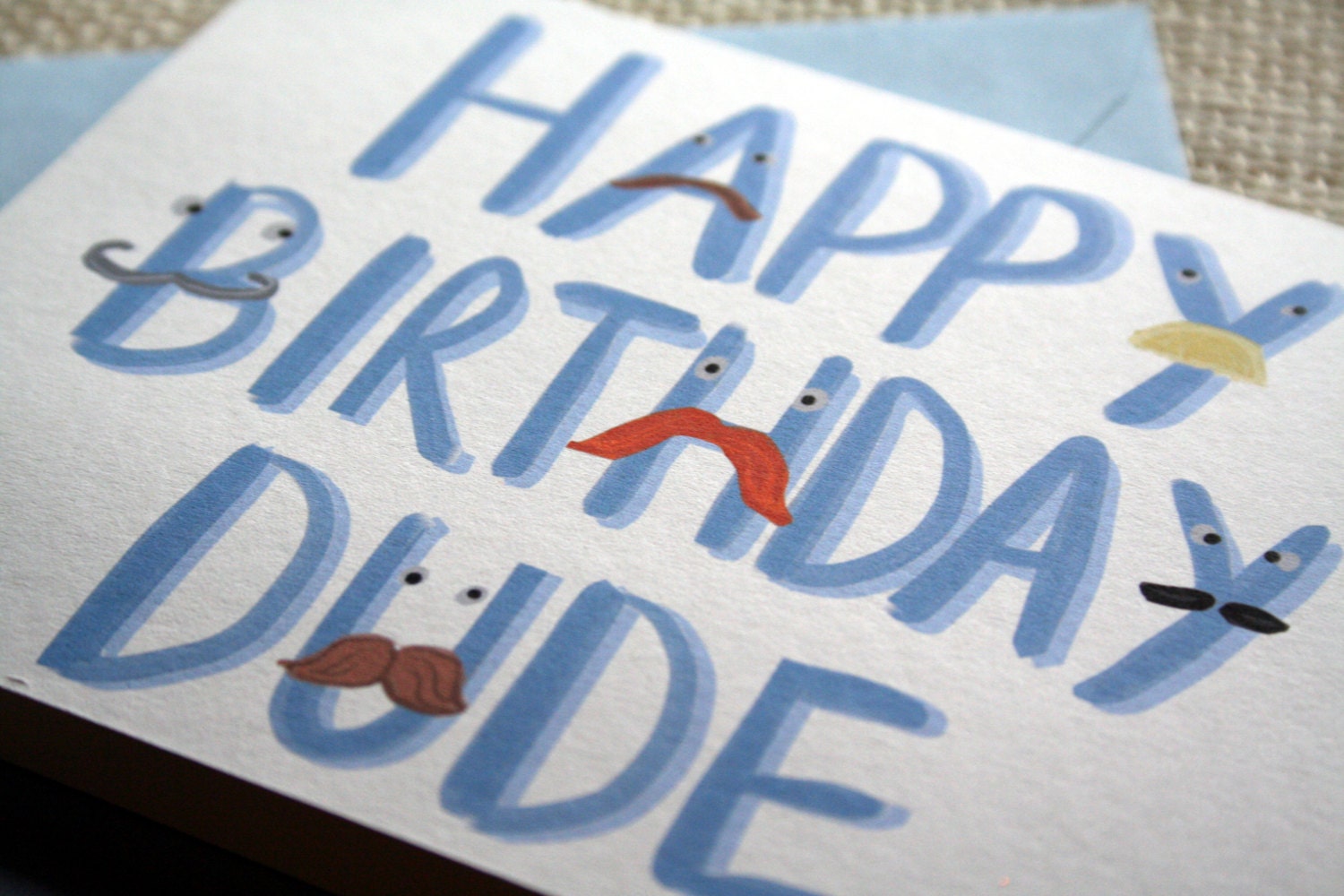 Illustrated Handmade happy Birthday Dude Mustache - Etsy