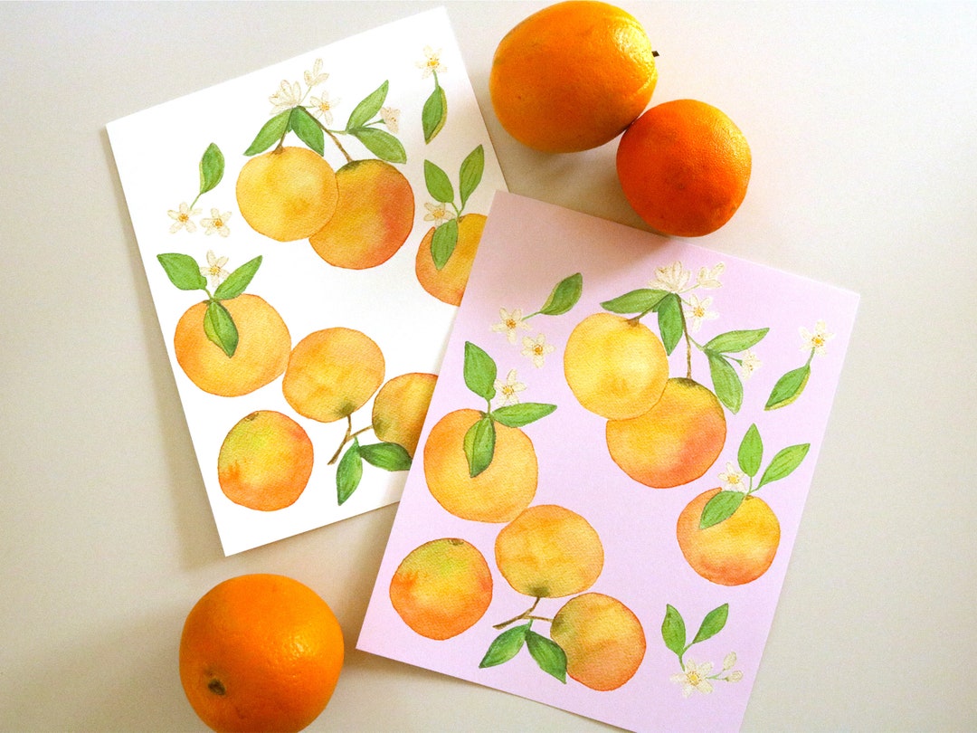 Watercolor Clementine Art Print| Orange Wall Art, Botanical Fruit ...