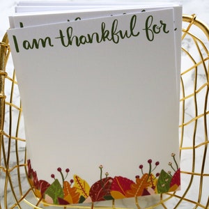 Illustrated Fall Floral I Am Thankful for Flat Notecard Set | Blank ...