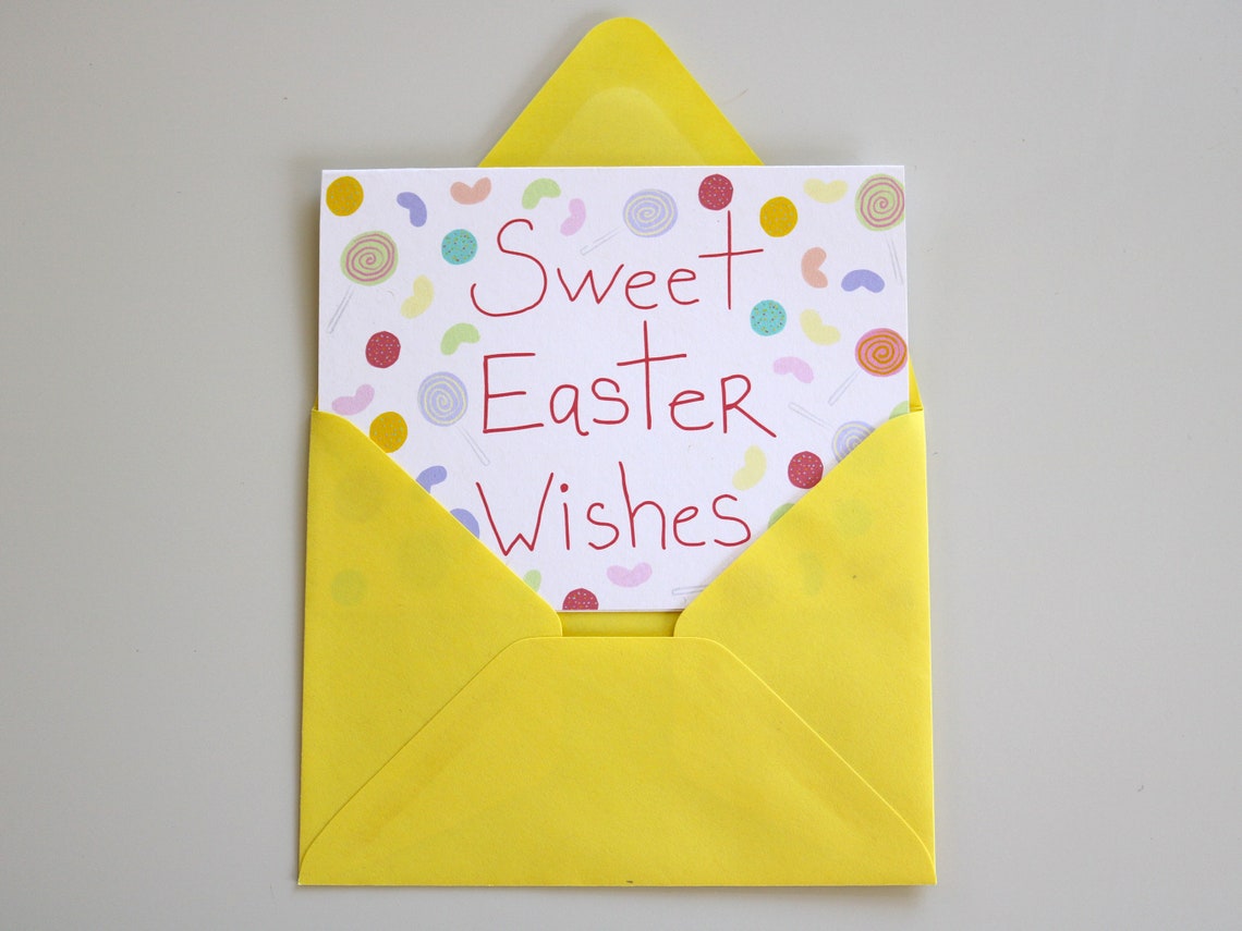 Sweet Easter Wishes Easter Greeting Card | Pastel Easter Candy ...
