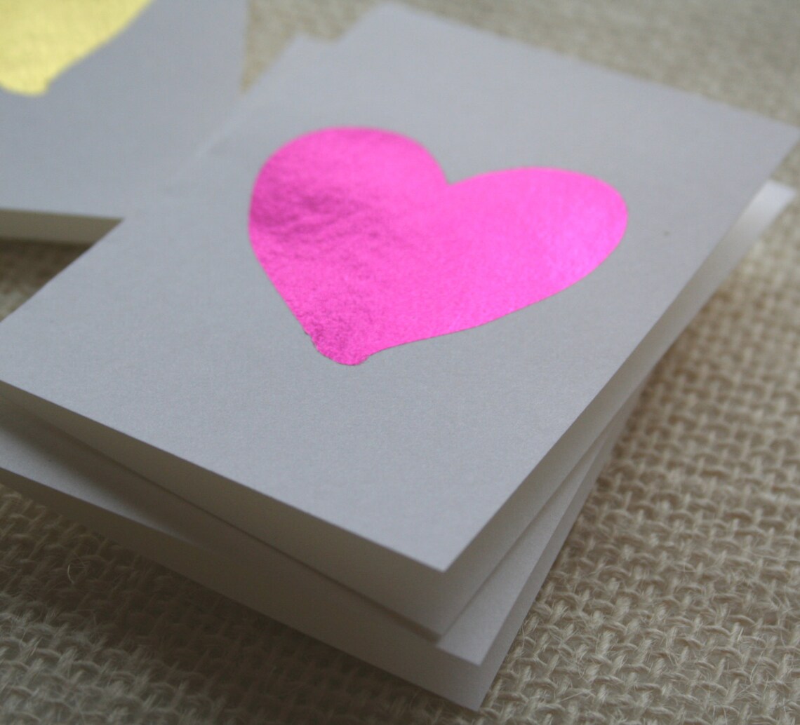 Mini Heart Love Note Stationery Set Fuchsia Pink and Gold | Etsy