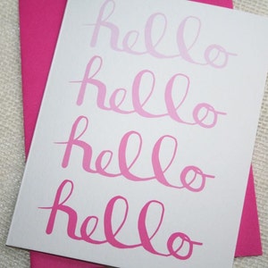 Pink Ombré “hello” Folded Card | Calligraphy, Blank Greeting Card ...