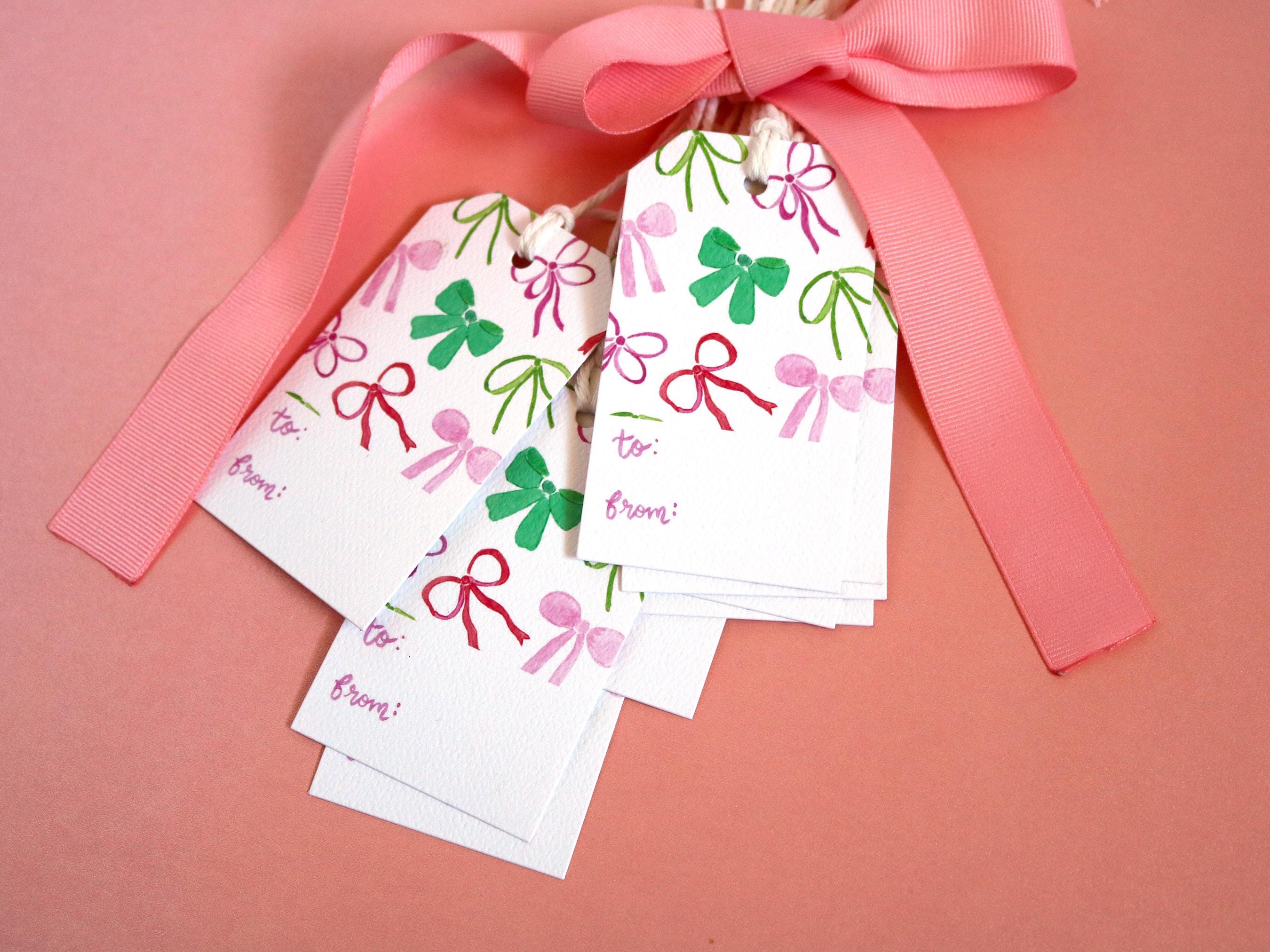 Watercolor Holiday Bows Gift Tag Set | Illustrated Whimsical Seasonal ...