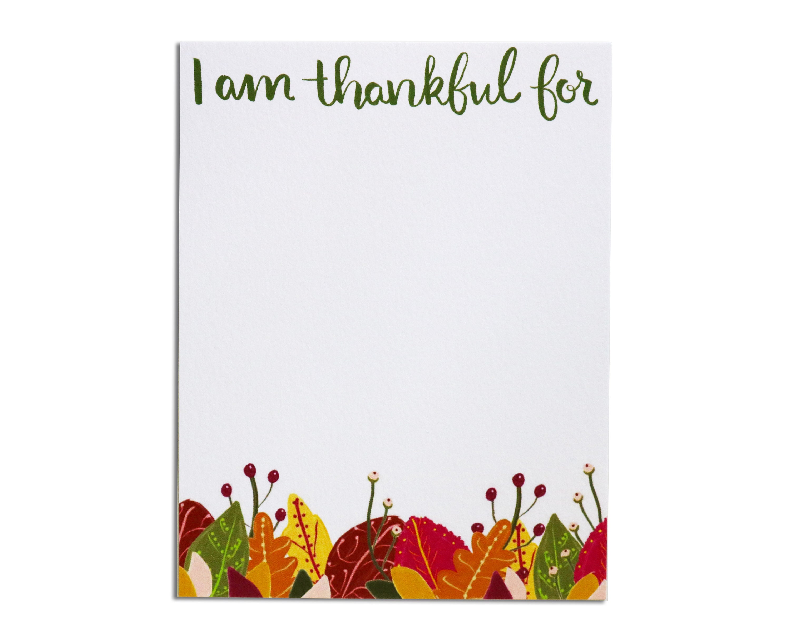 Illustrated Fall Floral I Am Thankful for Flat Notecard Set | Blank ...