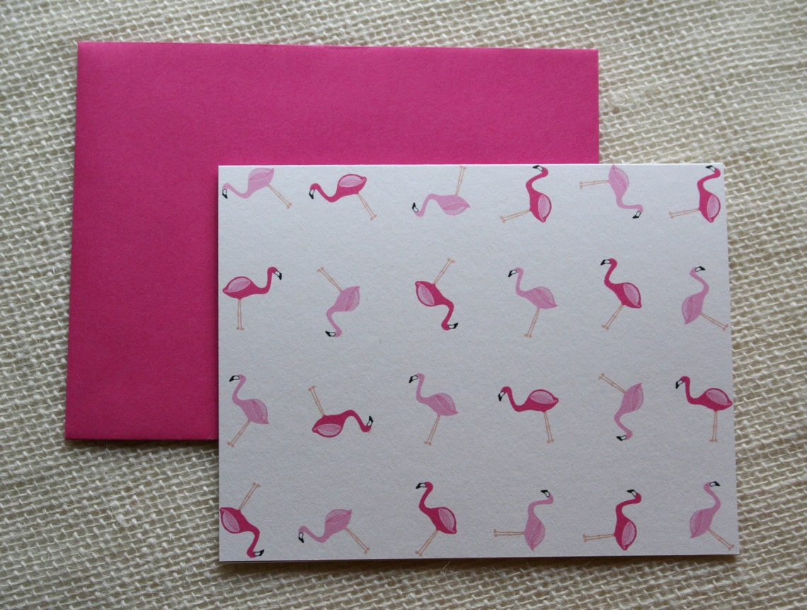 Illustrated Hot Pink Flamingo Stationery Set Pink Flamingo | Etsy
