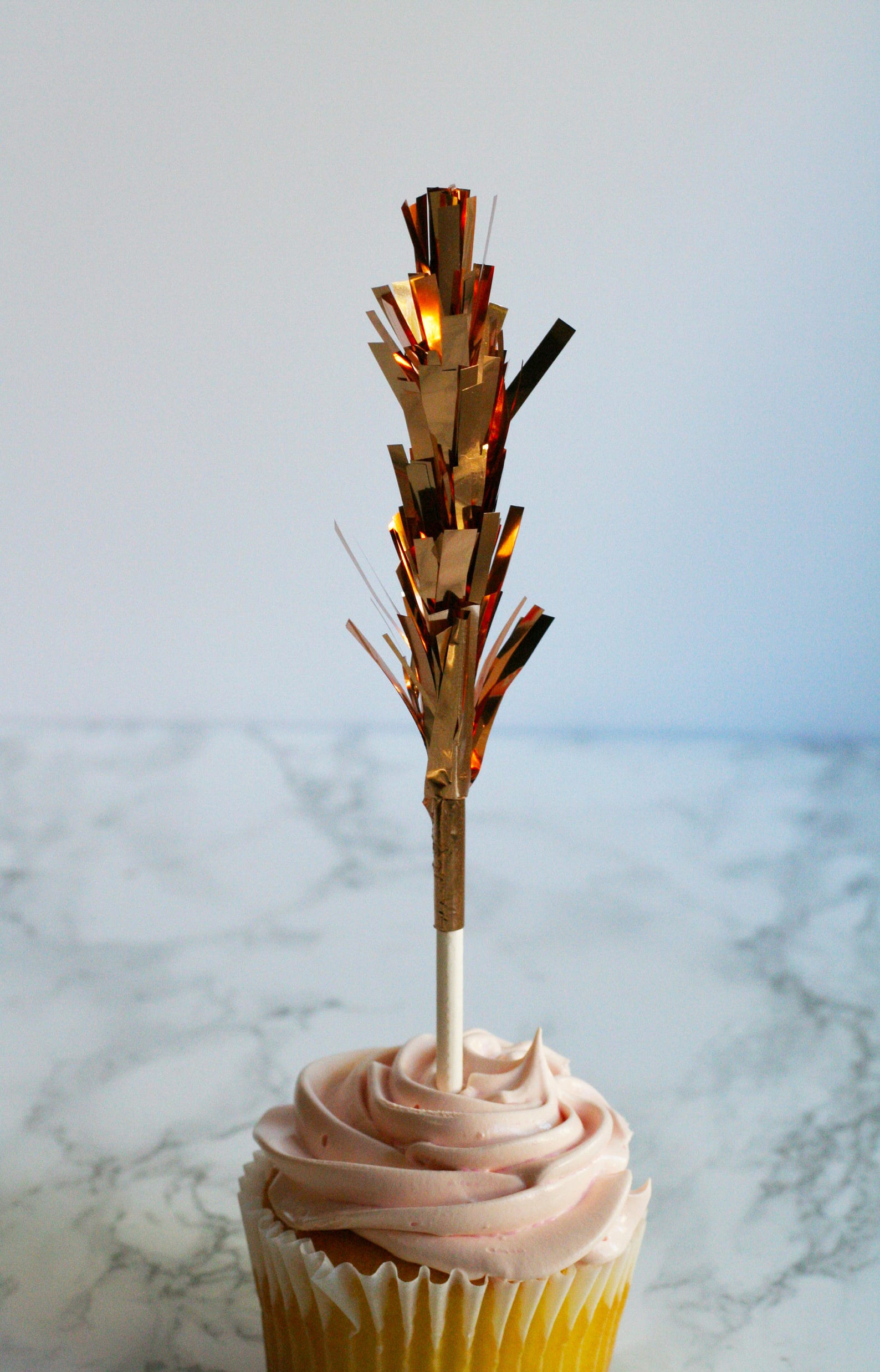 Copper Metallic Foil Fringe Toppers Cupcake or Cake Toppers - Etsy