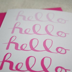 Pink Ombré “hello” Folded Card | Calligraphy, Blank Greeting Card ...