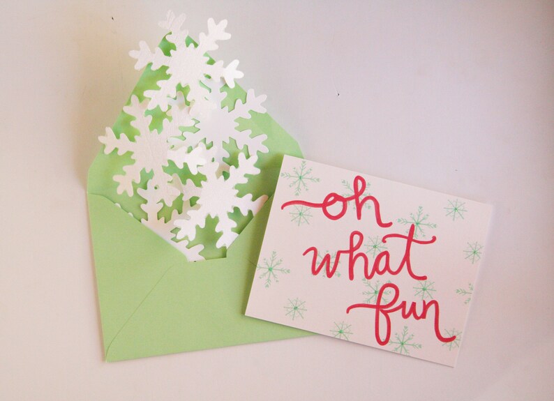 Snowflake “oh What Fun” Christmas Card | Holiday Greeting Card, Blank ...
