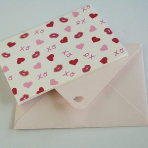 Mini Lips, Hearts and XO Pattern Cards | Mini Notecard Stationery Set ...