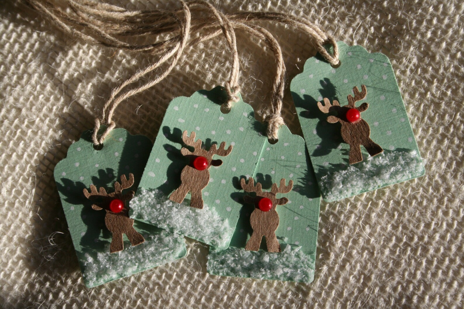 Small Rudolph the Red Nosed Reindeer Mint Green Christmas Holiday Gift ...