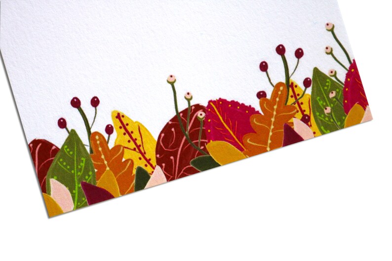 Illustrated Fall Floral I Am Thankful for Flat Notecard Set | Blank ...