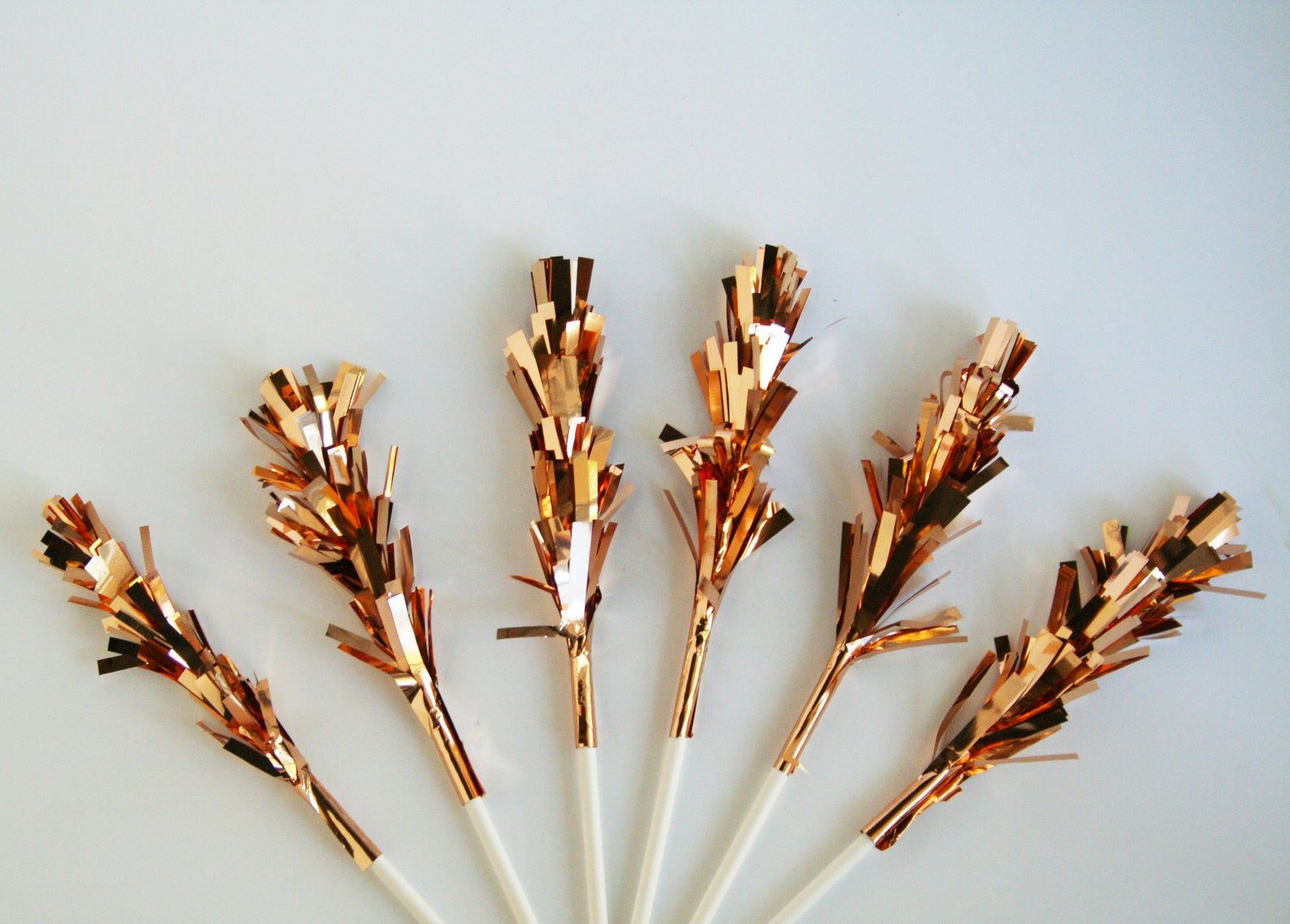 Copper Metallic Foil Fringe Toppers Cupcake or Cake Toppers - Etsy