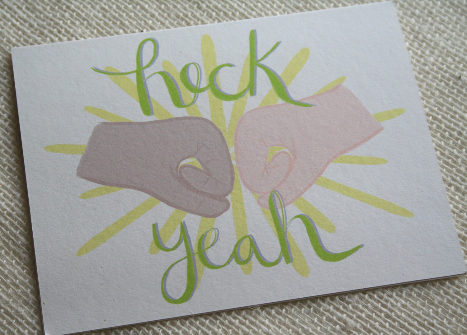 Illustrated Fist Bump “heck Yeah” Greeting Card| Congratulations ...