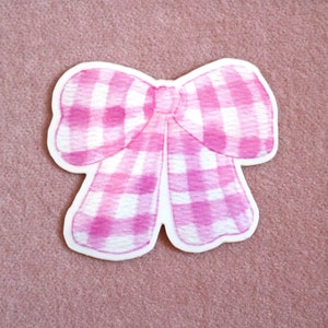 Pink Gingham Bow Vinyl Sticker | Watercolor Coquette Inspired Clear ...
