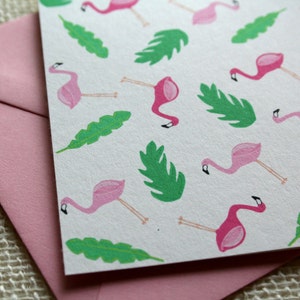 Hot Pink Flamingo and Palm Frond Stationery Set| Illustrated Tropical ...