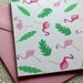 Hot Pink Flamingo and Palm Frond Stationery Set| Illustrated Tropical ...