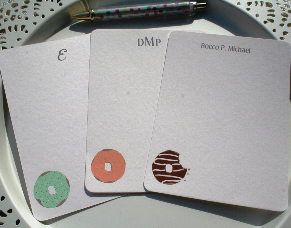 Personalized Custom Pastel Doughnut Illustrated Note Card Set - Etsy