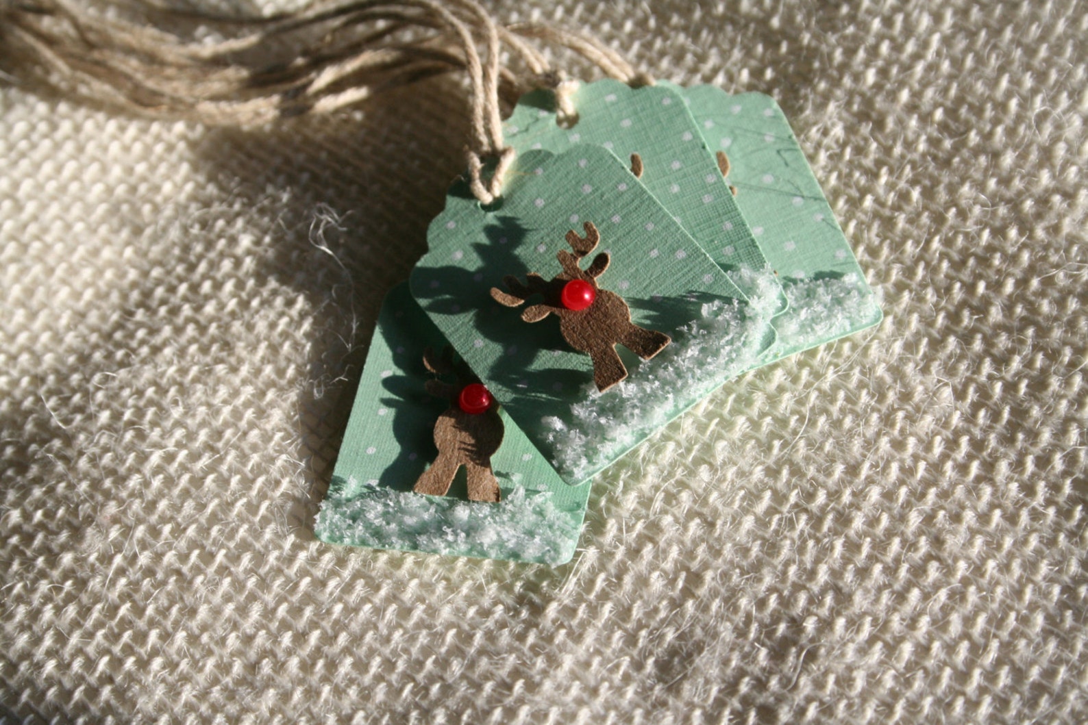 Small Rudolph the Red Nosed Reindeer Mint Green Christmas Holiday Gift ...