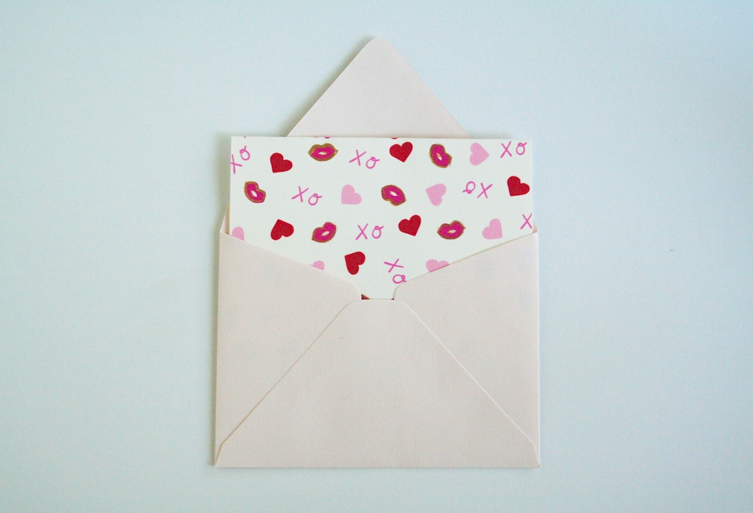 Mini Lips, Hearts and XO Pattern Cards | Mini Notecard Stationery Set ...