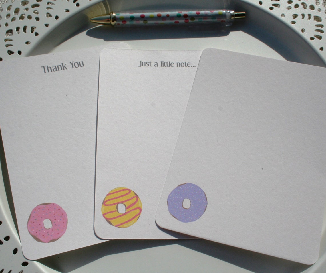 Personalized Custom Pastel Doughnut Illustrated Note Card Set - Etsy