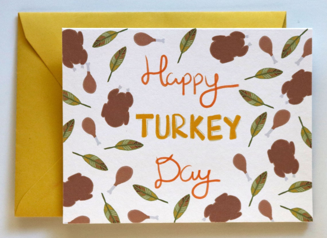 Happy Turkey Day Thanksgiving Card | Holiday Card, Stationery, Blank ...