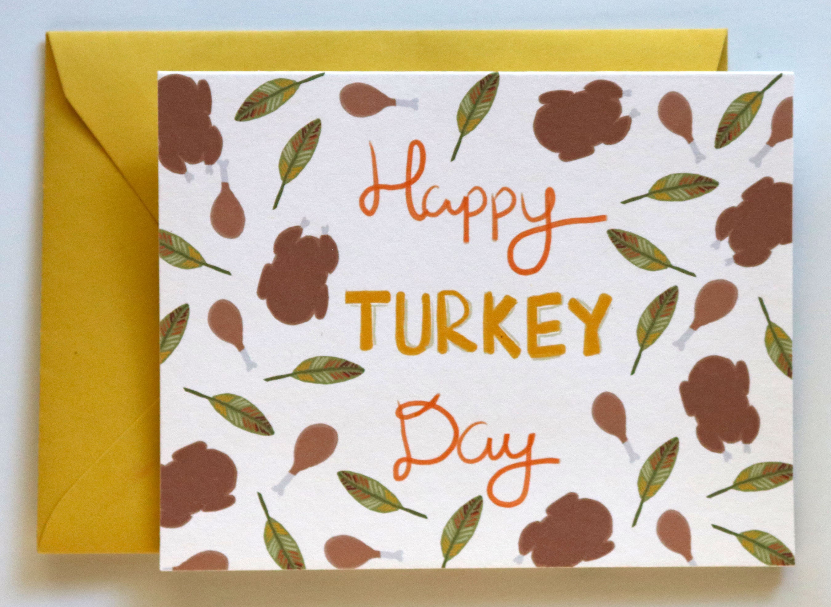 Happy Turkey Day Thanksgiving Card Holiday Card, Stationery, Blank Card ...