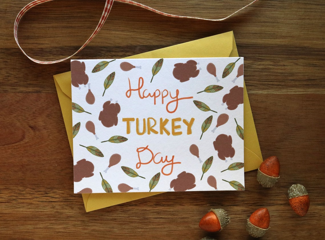 Happy Turkey Day Thanksgiving Card | Holiday Card, Stationery, Blank ...