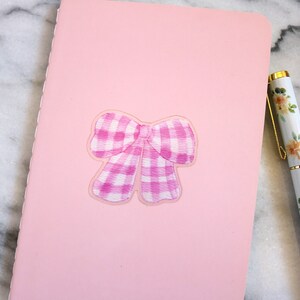 Pink Gingham Bow Vinyl Sticker | Watercolor Coquette Inspired Clear ...