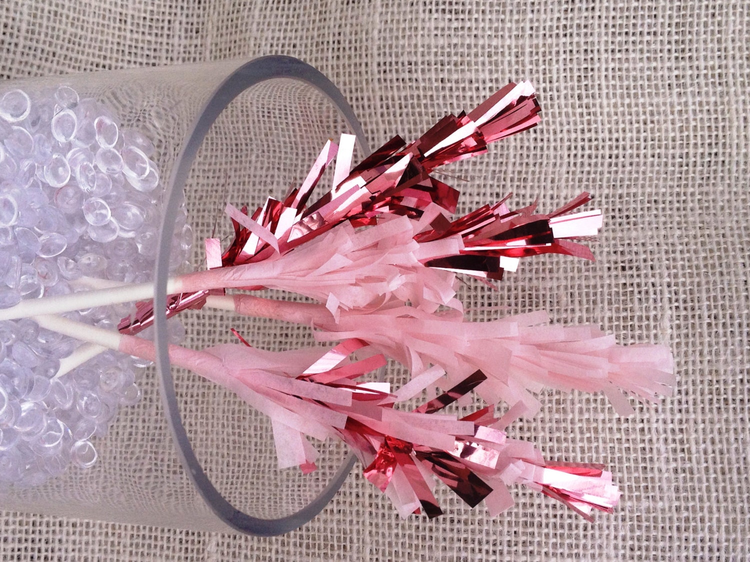 Light Pink and Metallic Pink Fringe Cupcake and Cake Toppers (set of 12 ...