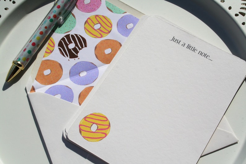 Personalized Custom Pastel Doughnut Illustrated Note Card Set - Etsy