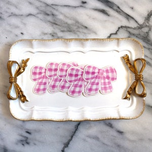 Pink Gingham Bow Vinyl Sticker | Watercolor Coquette Inspired Clear ...